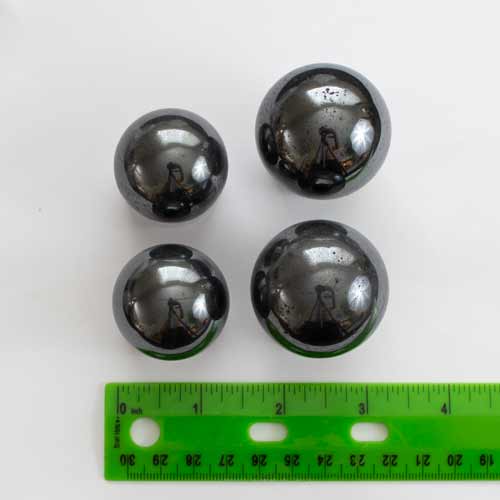 Hematite Sphere Pair, with Stand - Pur Crystal